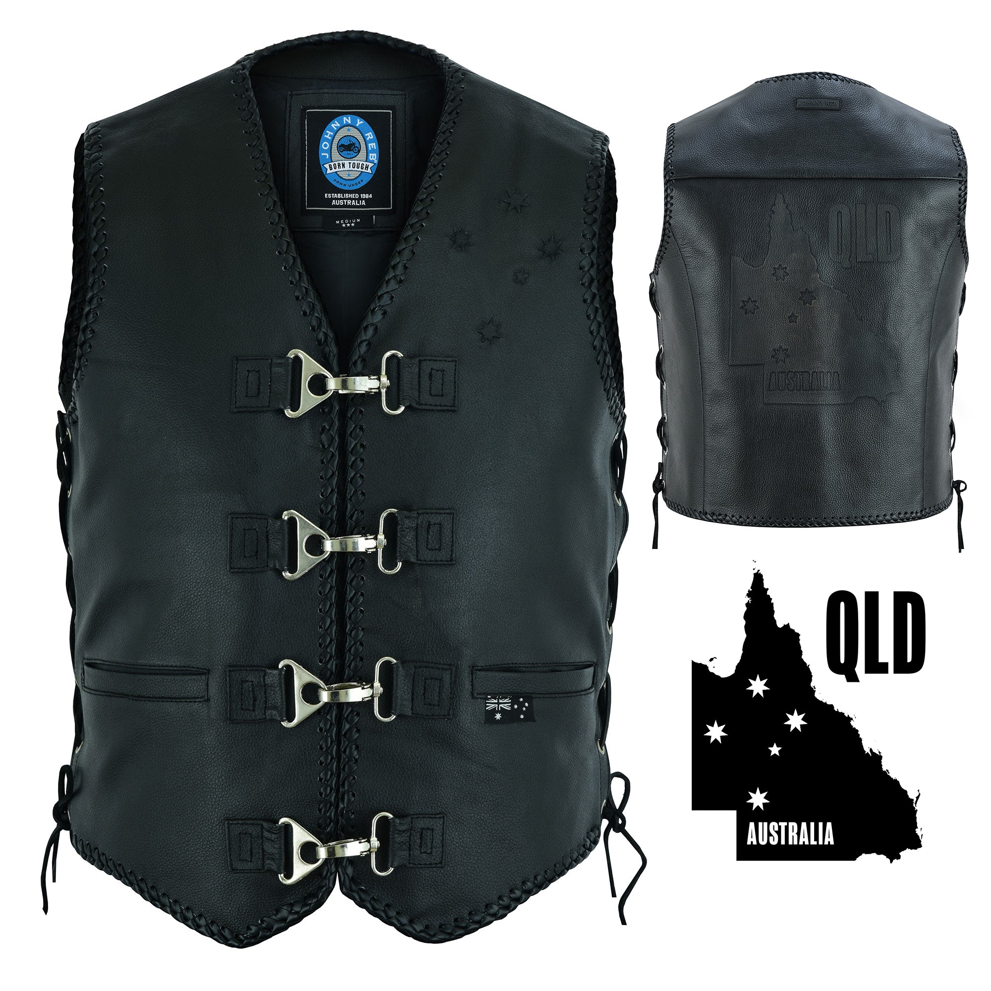 Johnny Reb Men's QLD State Leather Vest