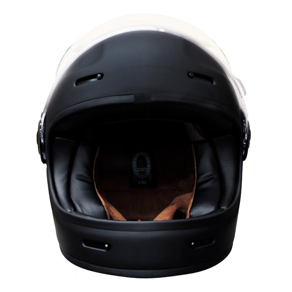 Johnny Reb | Lyell Full Face Helmet - Matte Black/Brown Lining
